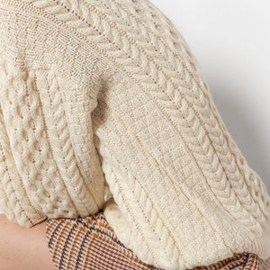 CREAM Merino IRISH WOOL Cable Knit Sweater Jumper Knitwear Fall Winter ...