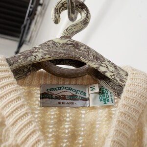 CREAM Merino IRISH WOOL Cable Knit Sweater Jumper Knitwear Fall Winter ...