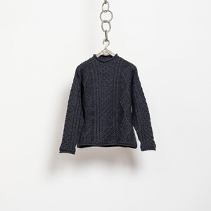 Irish Wool Inis Crafts GREY WOOL CABLE Knit Cropped Oversize Jumper ...