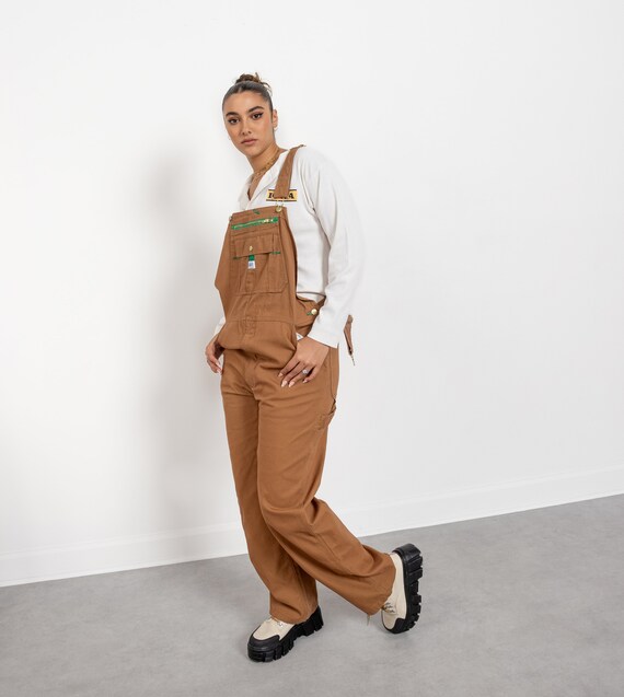 COTTON CARPENTER OVERALLS Caramel Brown Workwear Over… - Gem