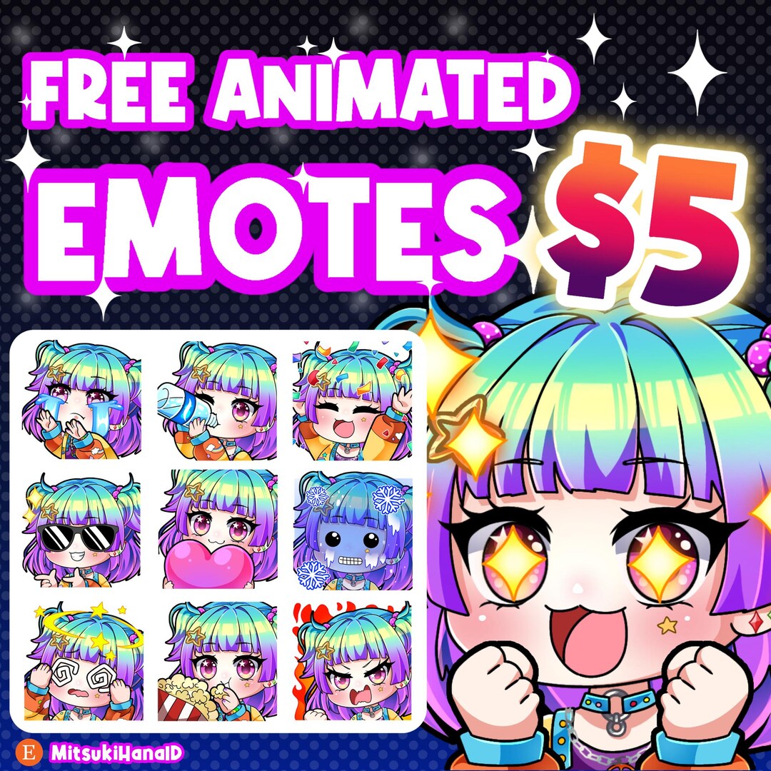 Custom Animated Emotes, Emojis, Sub Badges, Anime, Cute, Kawaii Style ...