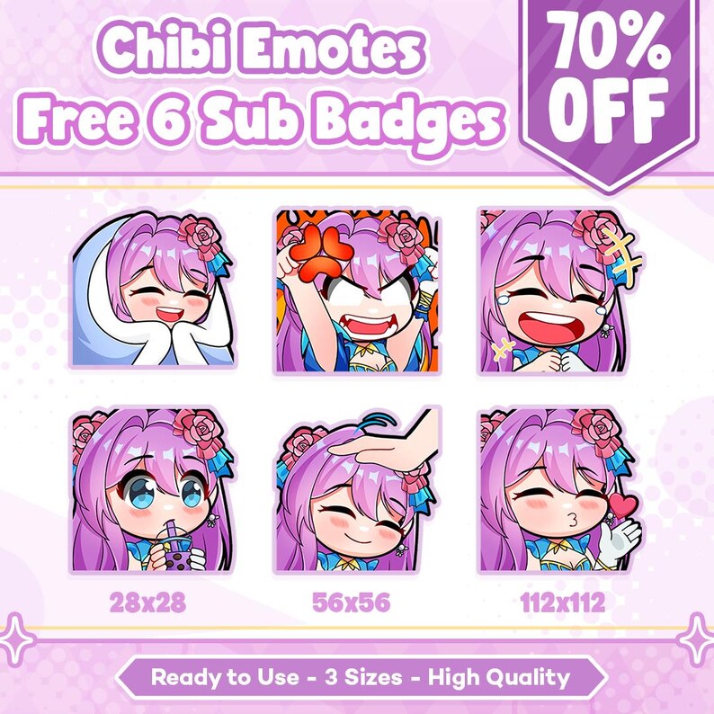 Custom Twitch Emotes Chibi Emotes Kawaii Chibi Emotes Custom Emotes for ...
