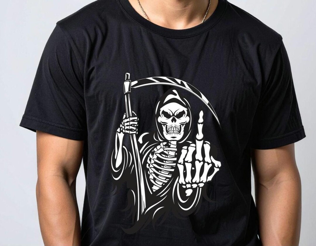 Grim Reaper Middle Finger T-shirt: Funny Gothic Humor - Etsy