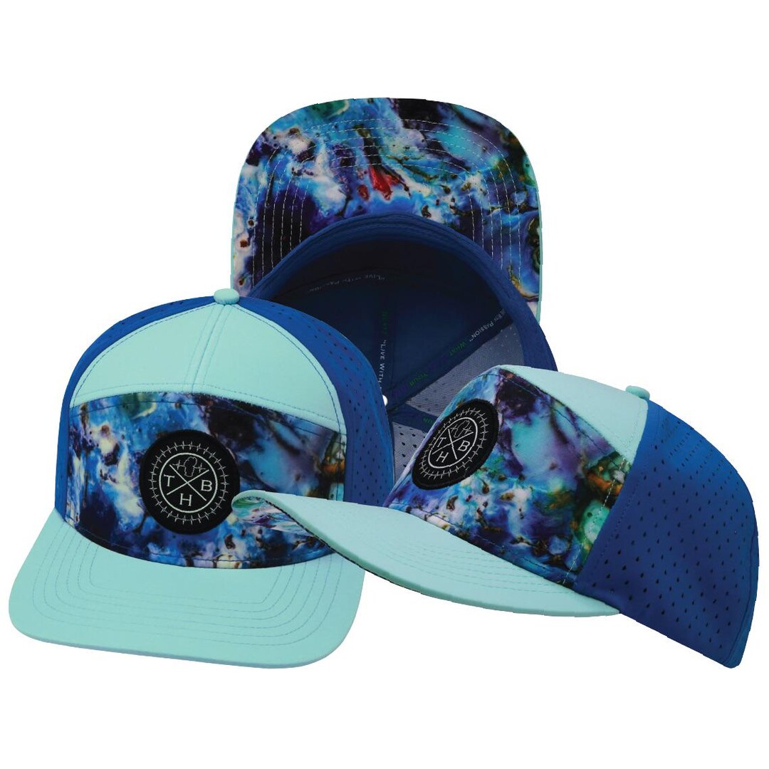 Color Vibes Hat - Flat Bill - Nebula - Mint / Blue - Laser Mesh - Etsy