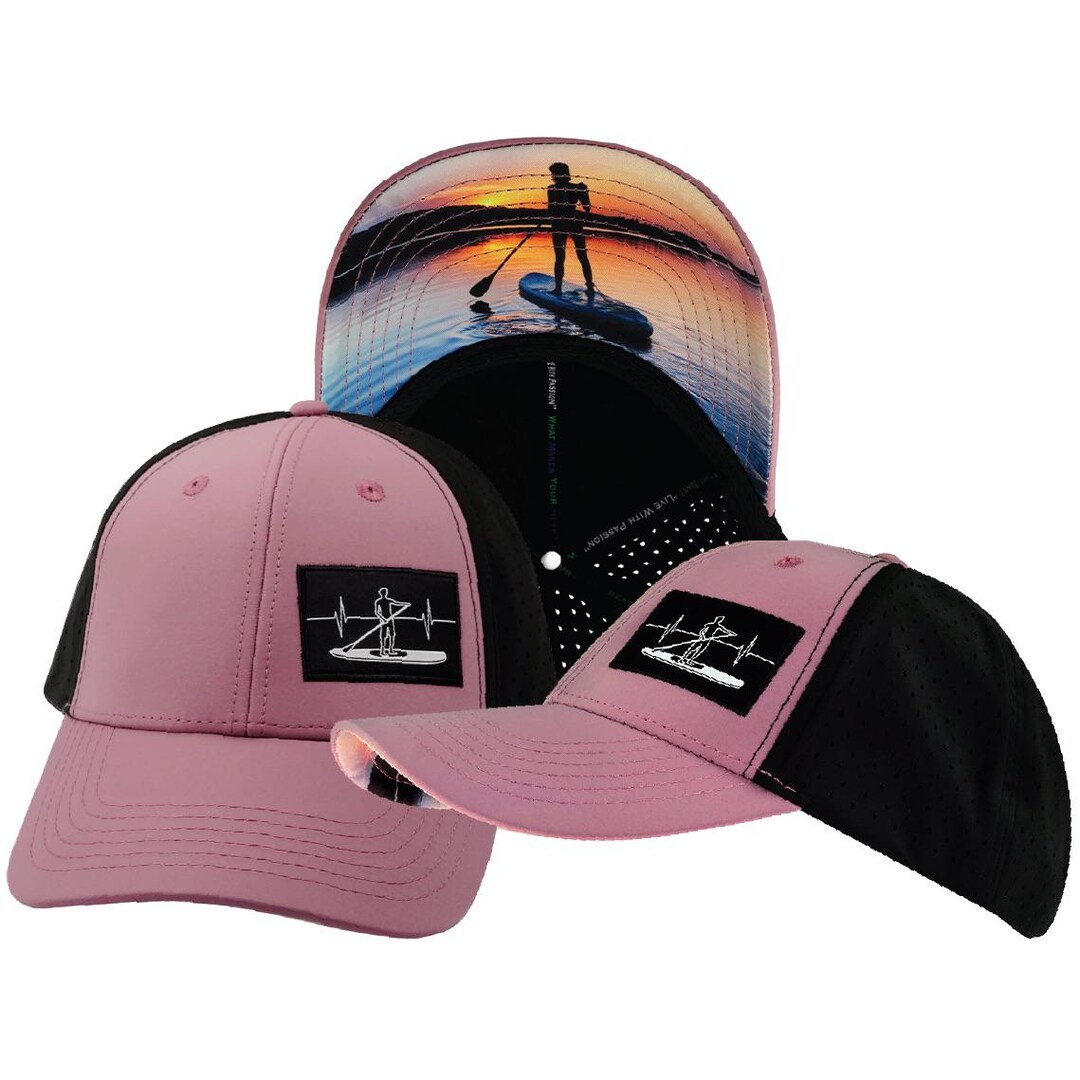 Paddle Board Hat - Low Profile - Ponytail - Dusty Pink / Black - Laser ...