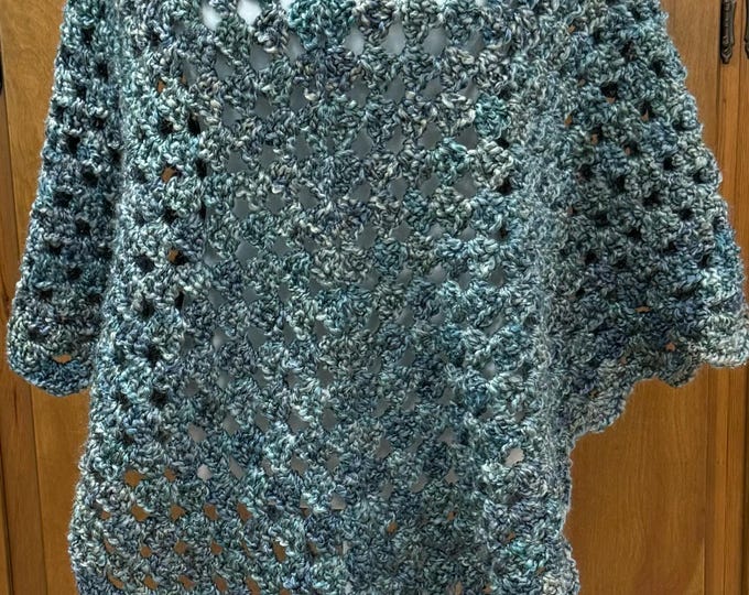 Crochet Homespun Poncho in Regency S/M/L/1X - Etsy