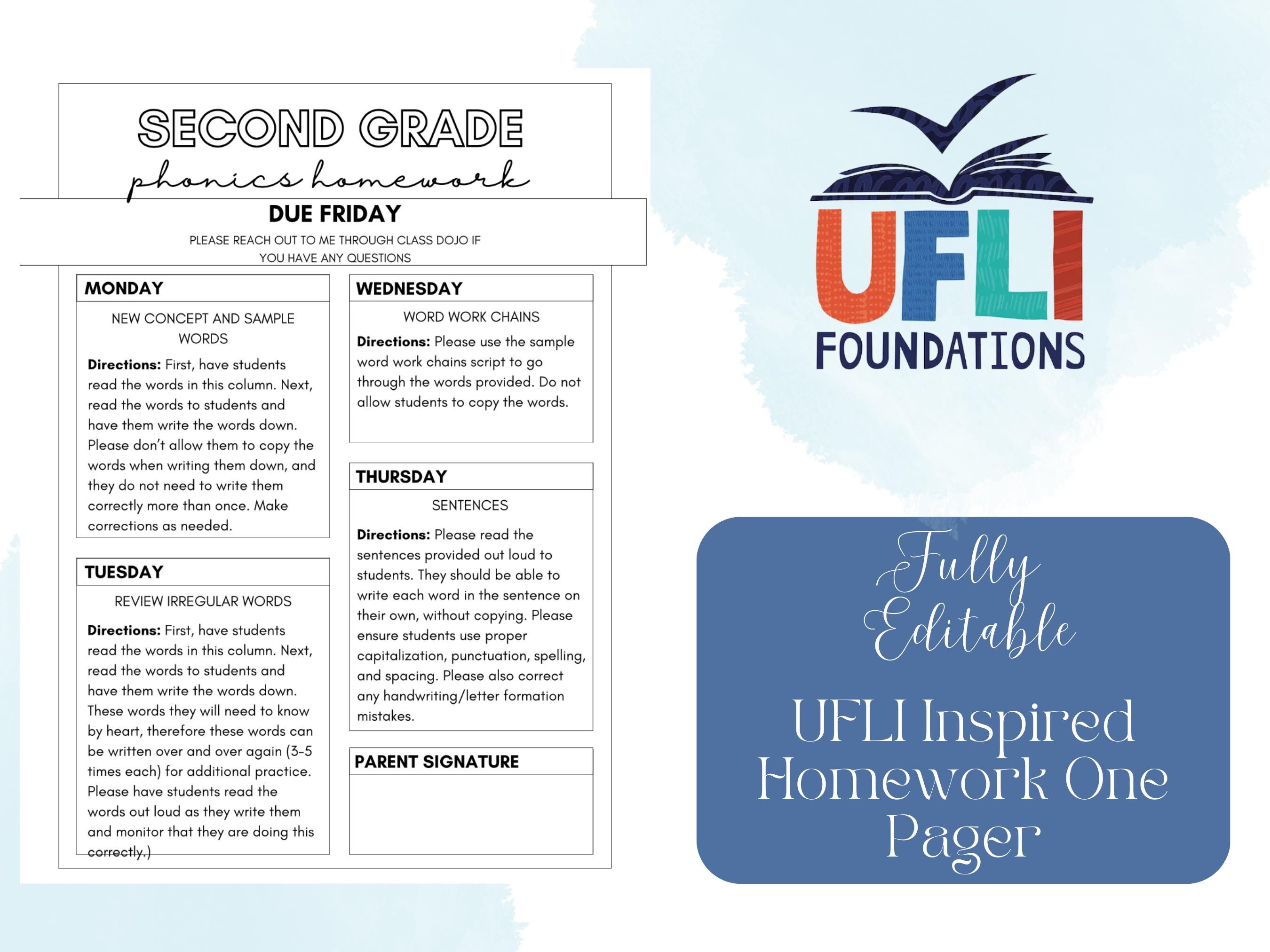 UFLI Inspired Weekly Homework Packet - Etsy