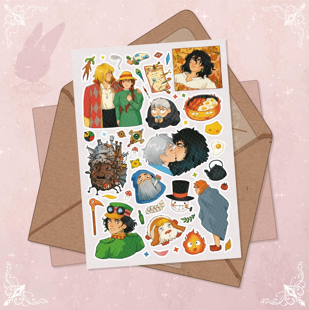 Howl's Moving Castle Sticker Sheet Sophie Howl Stickers Hayao Miyazaki ...