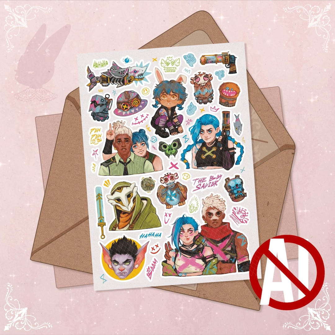 Arcane Fanart Sticker Sheet: Jinx and Ekko Anime Stickers - Etsy