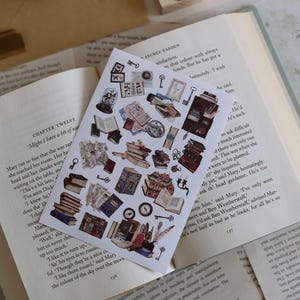 Old Library Atmosphere Sticker Sheet Books and Keys Student and ...