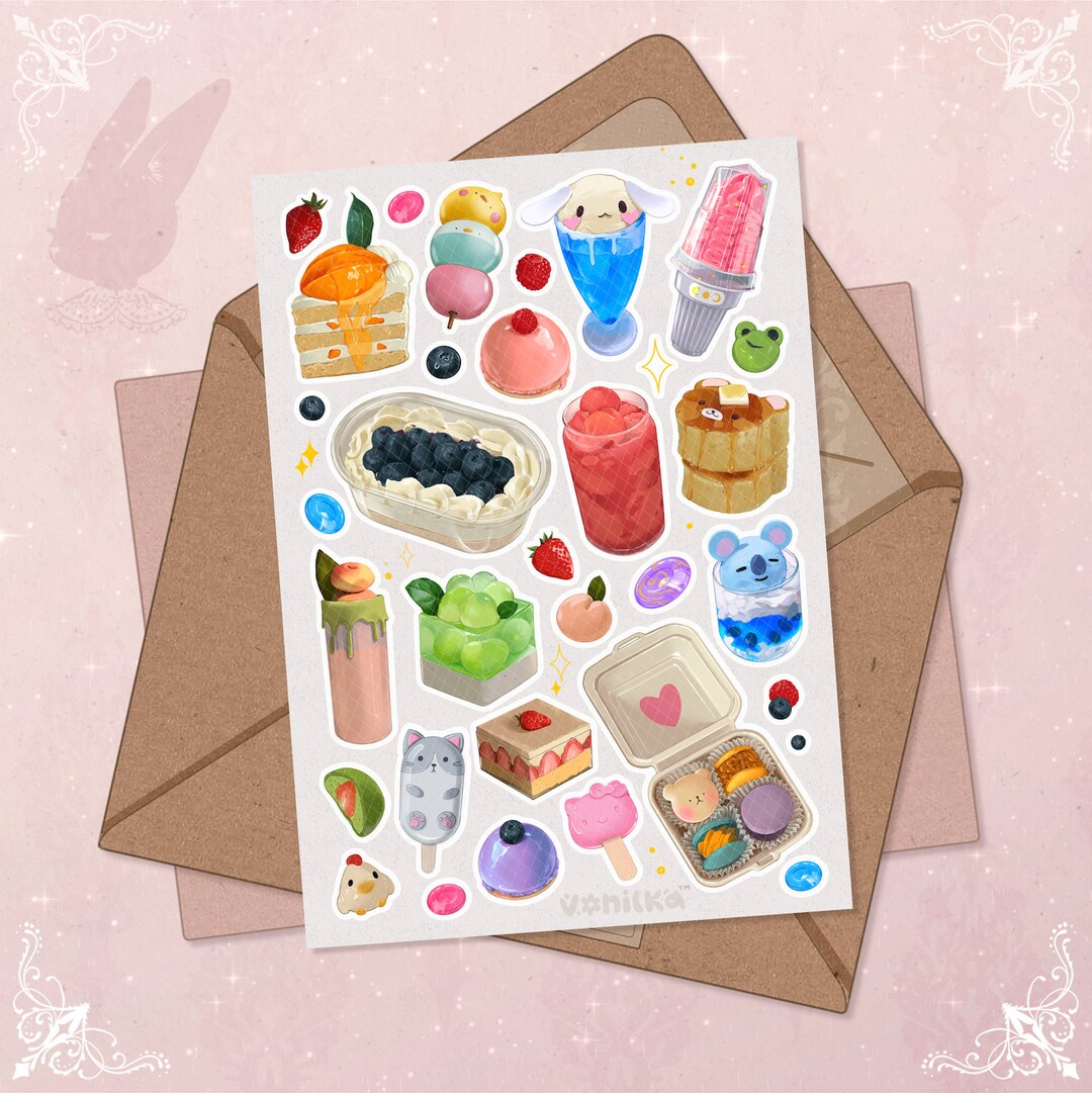 Sticker Sheet Kawaii Sweetie Desserts Stickers Yummy Ice Cream Adorable ...
