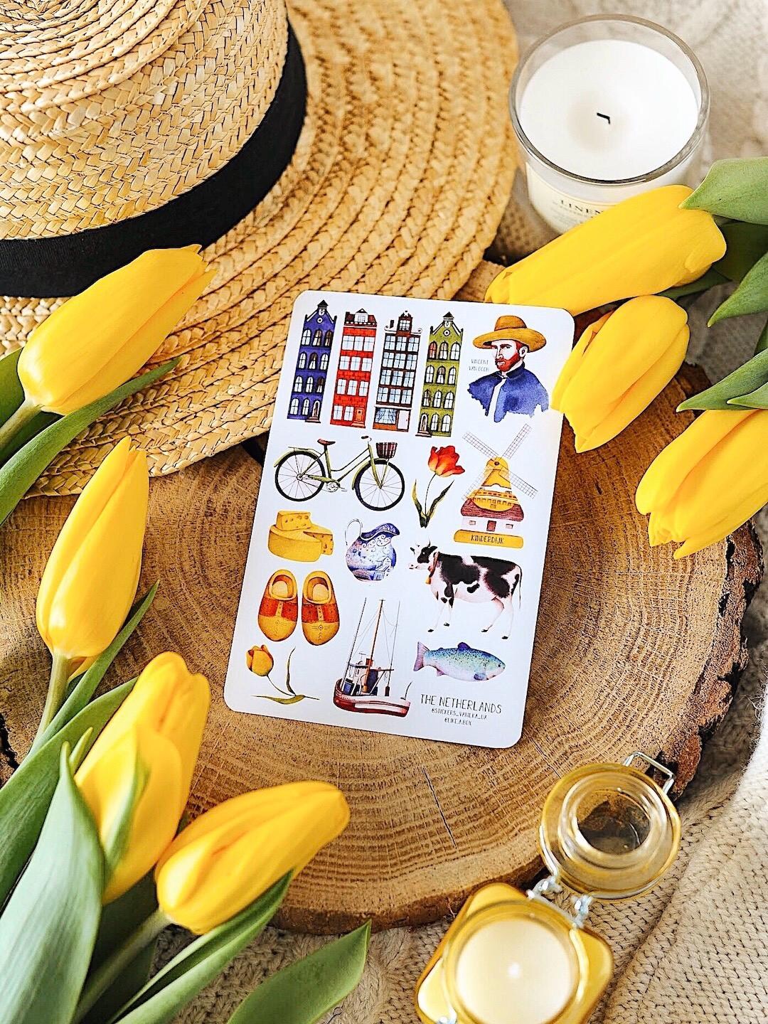 Dutch Travel Sticker Sheet: Holland Tulips, Amsterdam Canals - Etsy