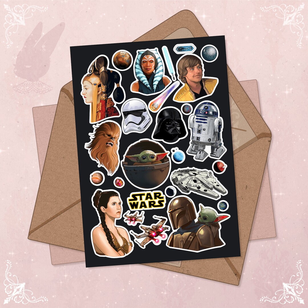 Star Wars Stickers Princess Leia Baby Yoda Chubaka Anakin Skywalker ...