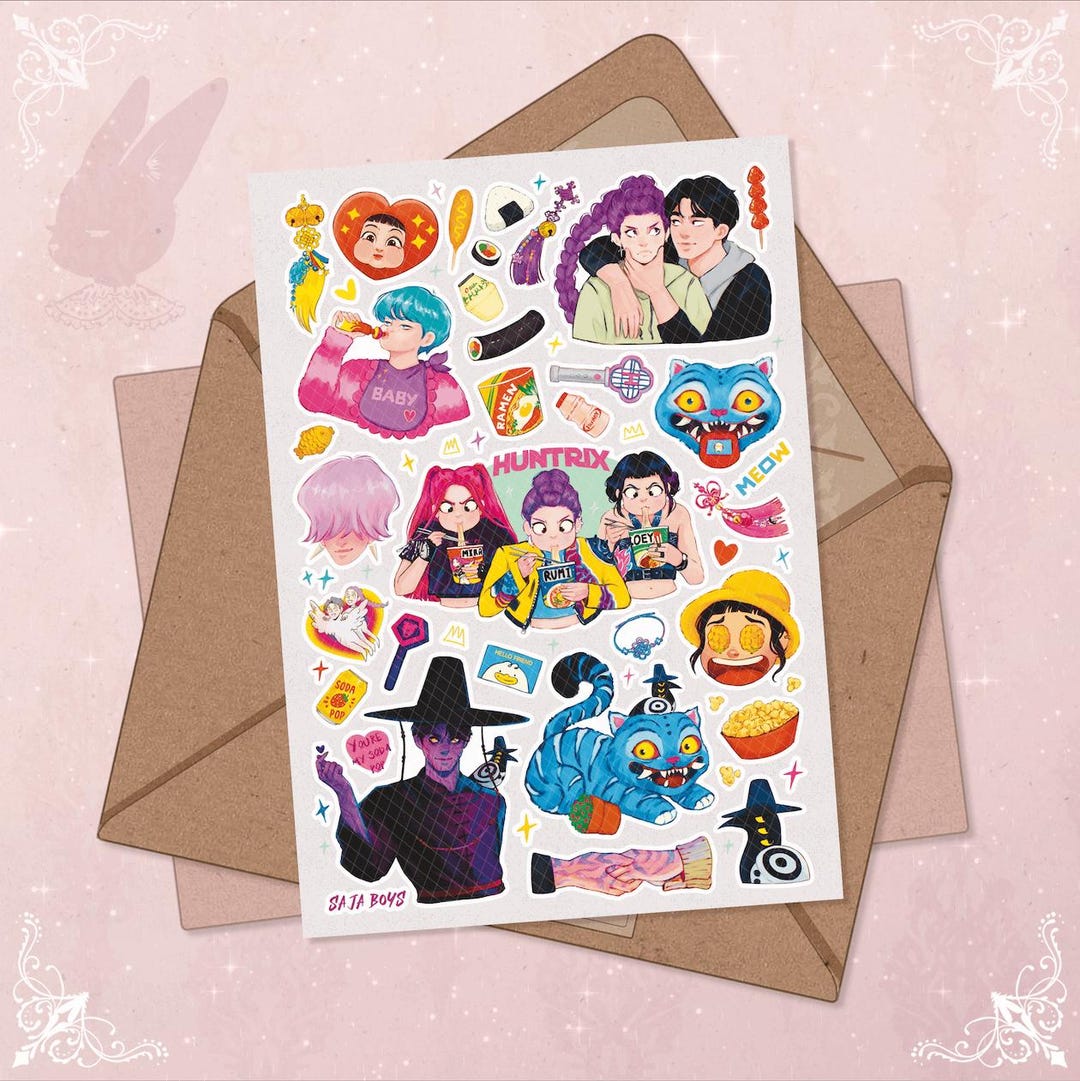 Kpop Demon Hunters Sticker Sheet | Zoey Mira Rumi Huntrix Stickers ...
