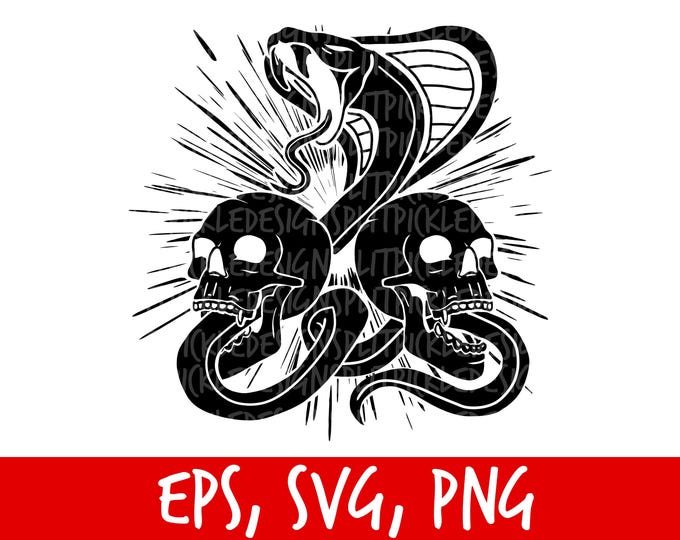 Skull Snake SVG EPS PNG, Snake Skull Svg, Skull Svg, Snake Svg, Skull ...