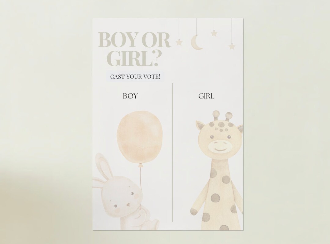 Gender Guessing Game Gender Reveal Voting Game Baby Shower Games Fun ...