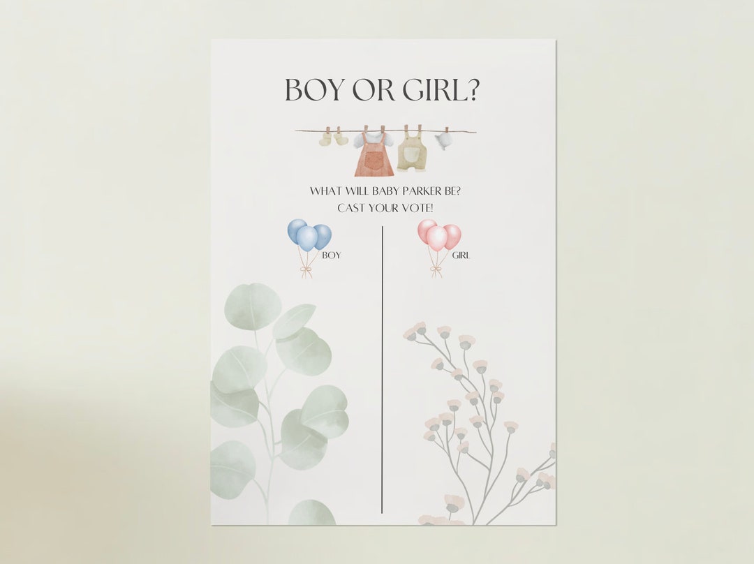 Gender Guessing Game Gender Reveal Voting Game Baby Shower Games Fun ...