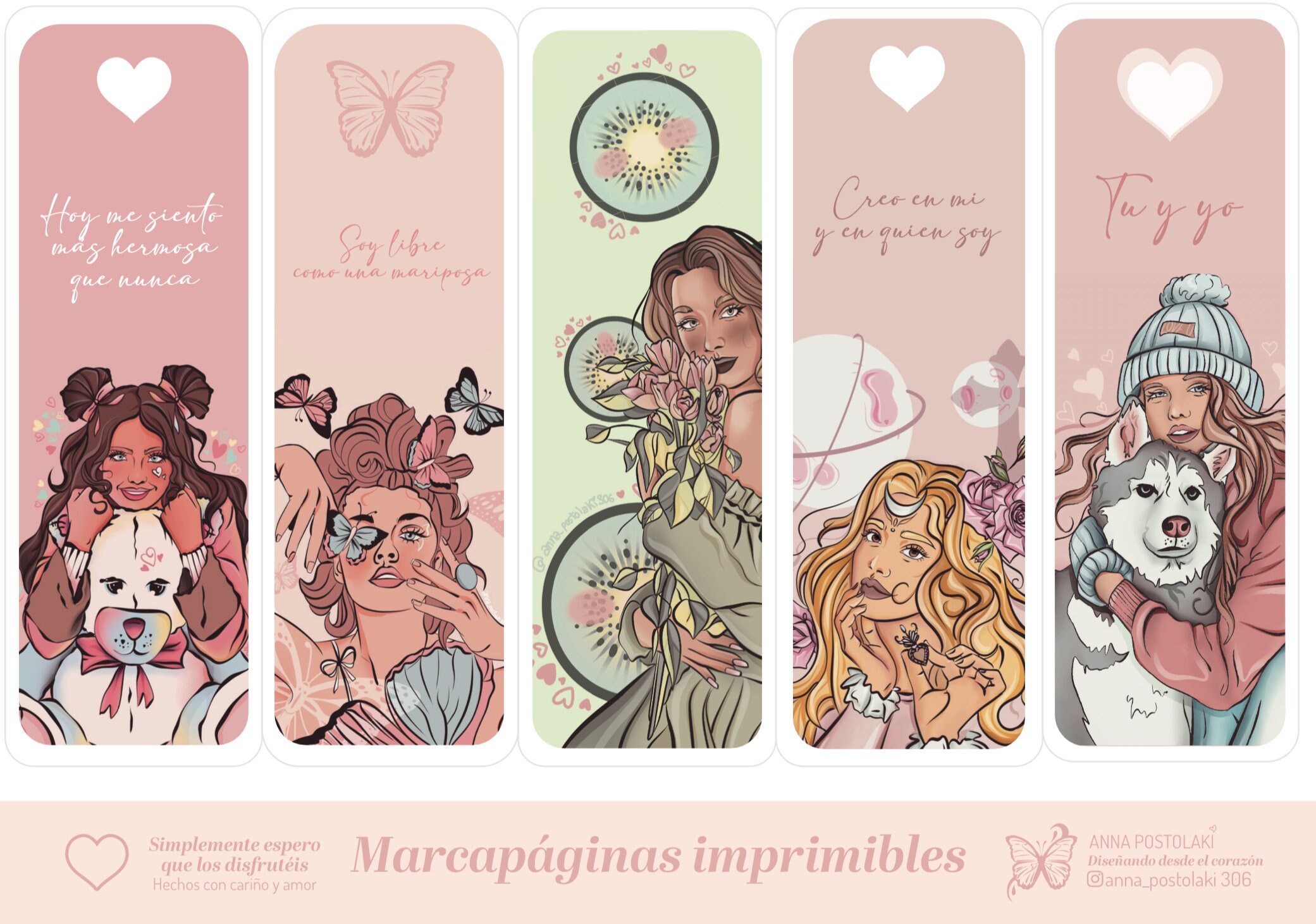 5 Printable Bookmarks - Etsy