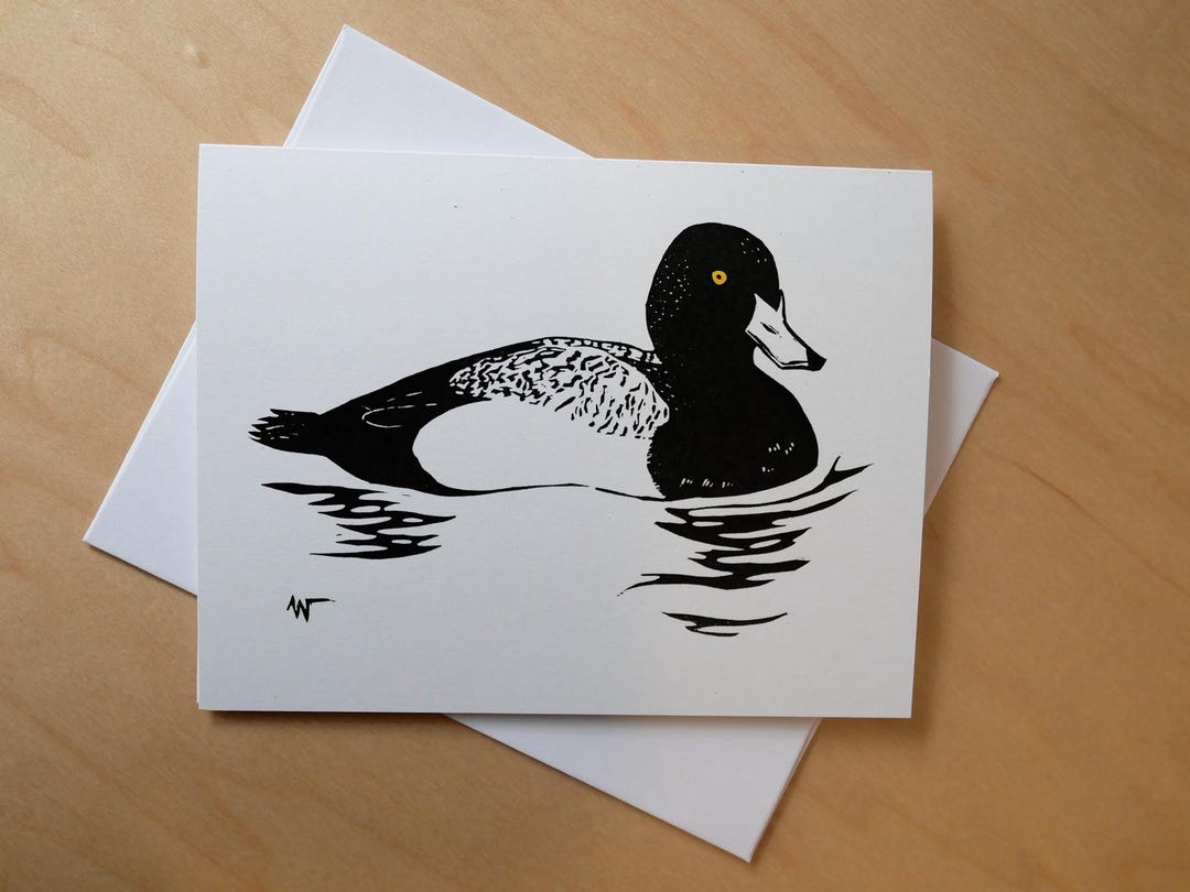 Black & White Duck Greeting Card | Blank Greeting Card Recycled Paper ...