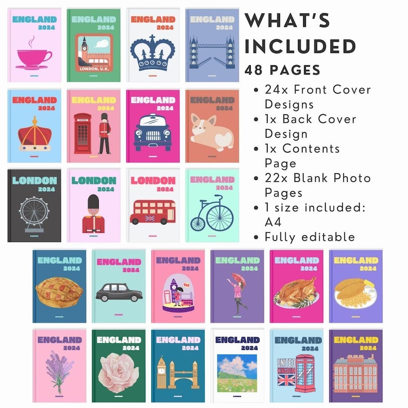 England Travel Photo Book Template: Editable Canva Ebook (A4) - Etsy