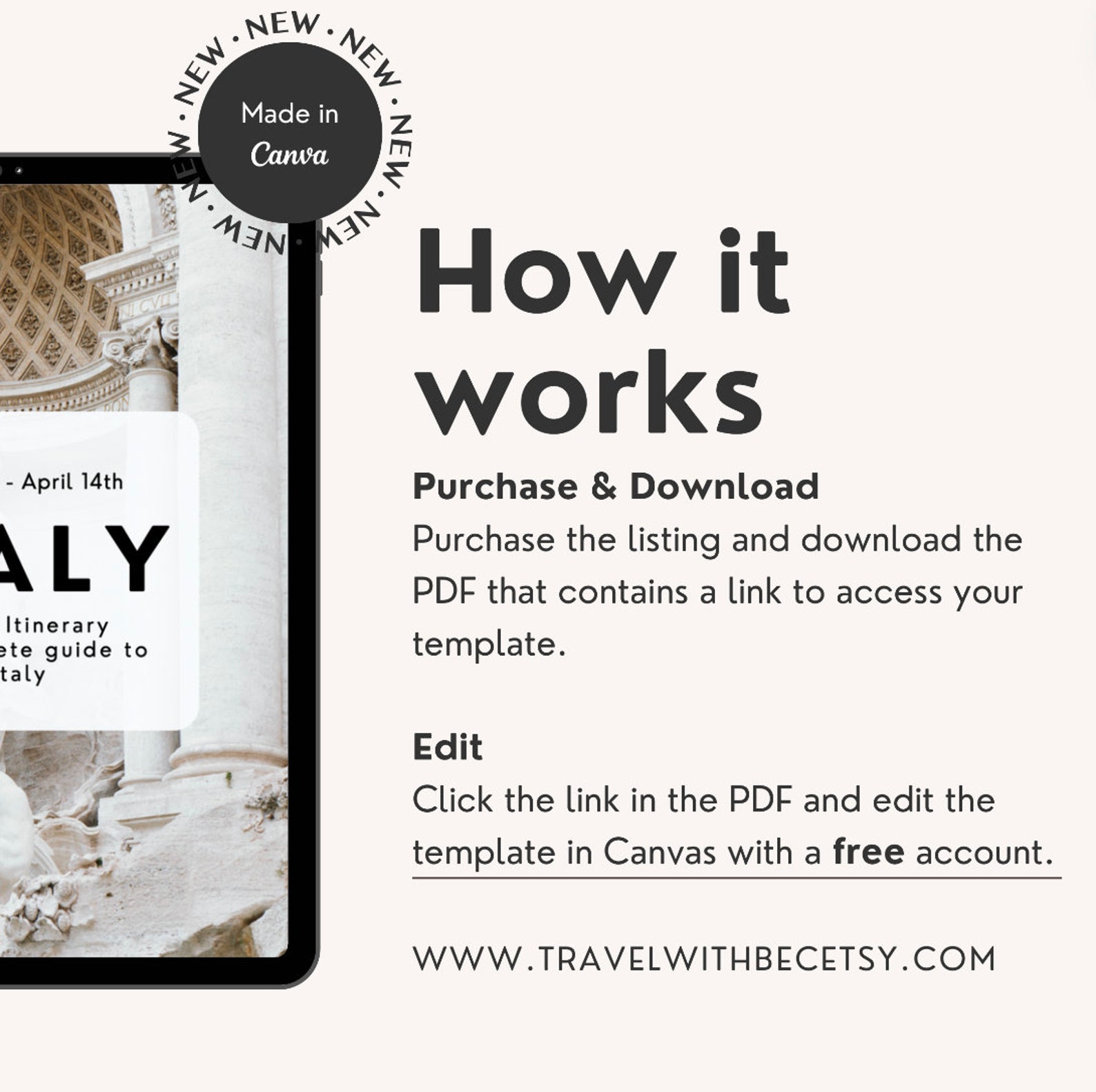 Editable Travel Itinerary Template: 2-week Trip Planner (digital ...