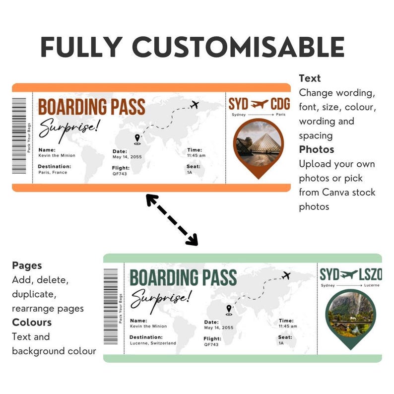 Printable Boarding Pass Gift | Airline Ticket | Surprise Gift ...