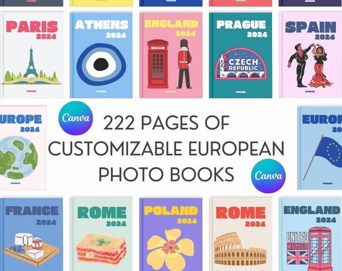 European Travel Photo Book Cover | Canva Map Templates (digital ...