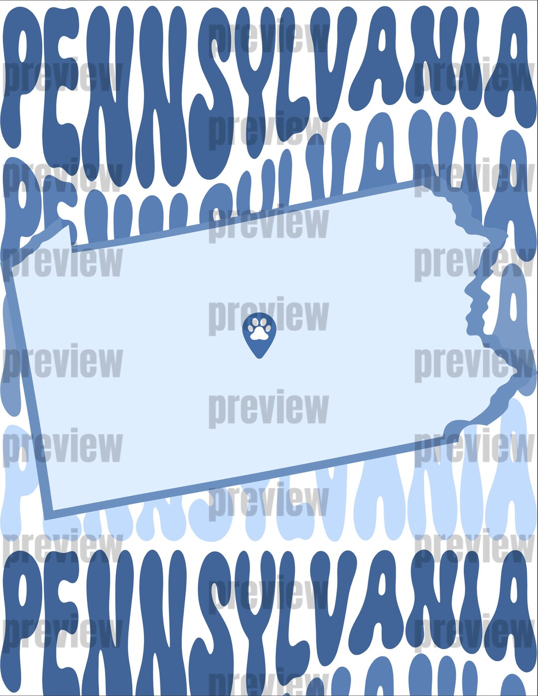 Penn State University Blue Digital Art Print Trendy - Etsy