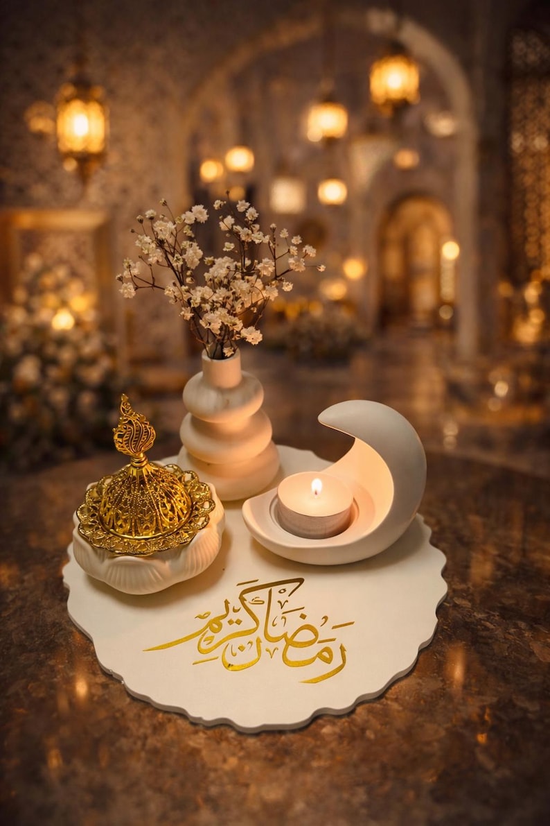 Ramadan Mubarak Decorative Tray Set | Islamic Home Decor| Crescent Moon ...