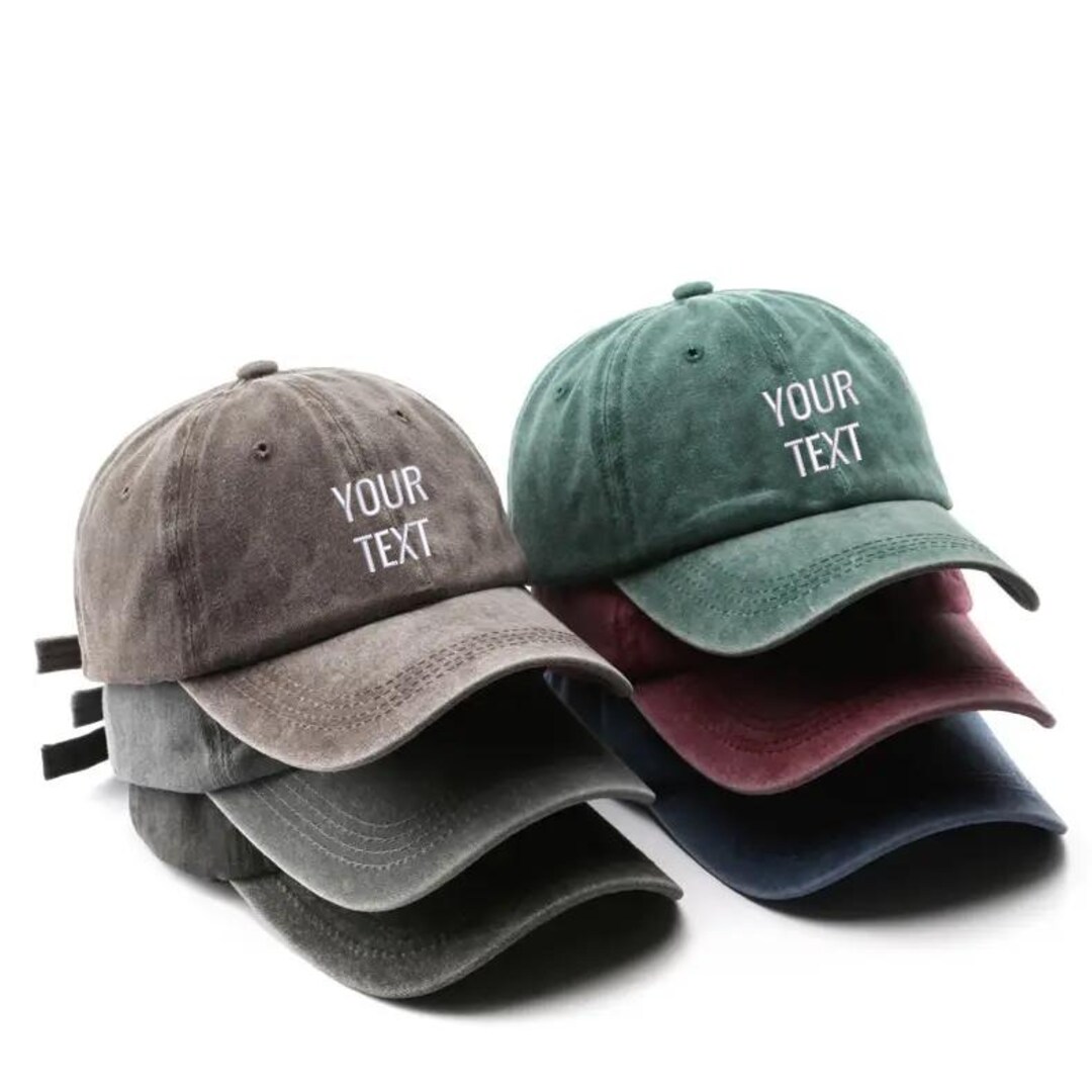 Custom Text Embroidered Hat, Personalized Vintage Baseball Cap, Custom ...