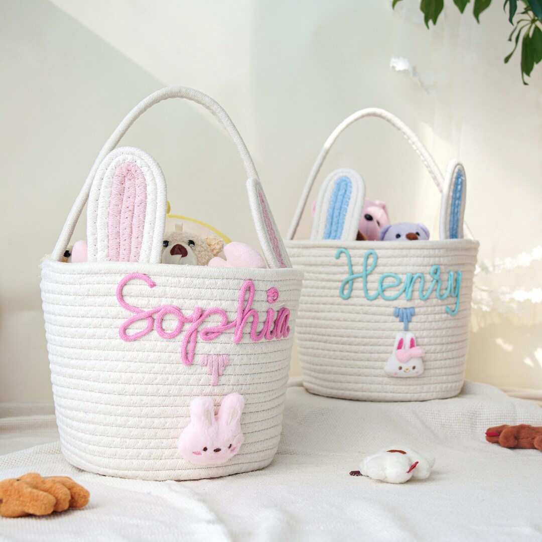 Personalized Easter Basket for Kids, Custom Name Easter Bunny Basket ...