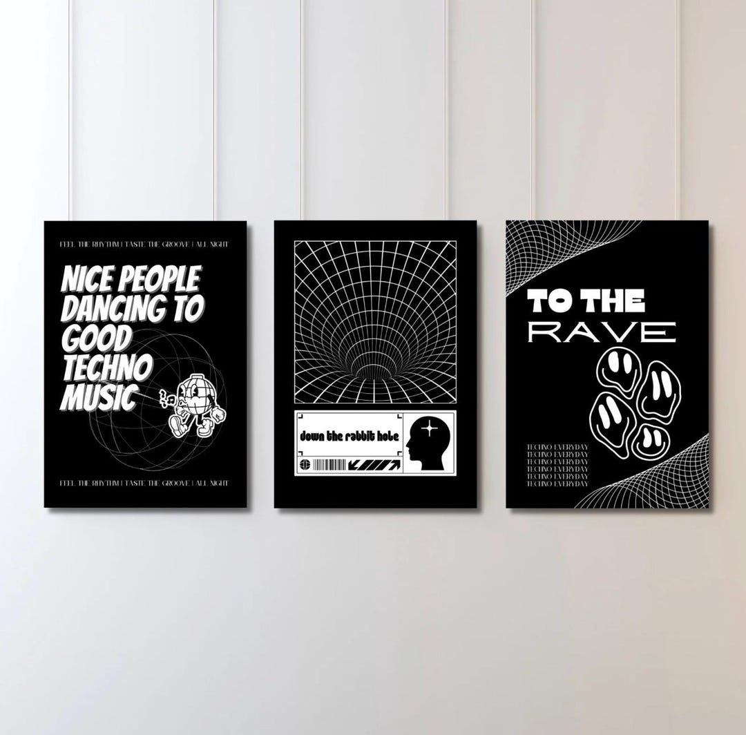 TECHNO DANCE PRINTS | Digital Download | Wall Decor | Teletech | Rave ...