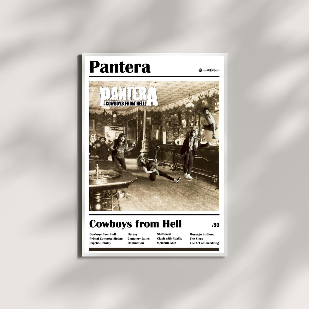 Pantera Poster Print | Cowboys From Hell Poster | Music Poster | Album ...