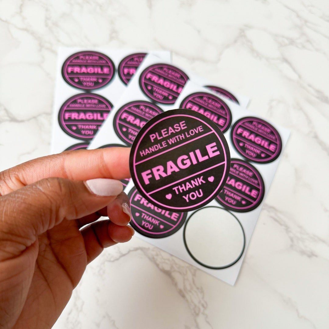 Black and Pink Fragile Sticker, Do Not Crush, Bend or Fold Stickers 2 ...