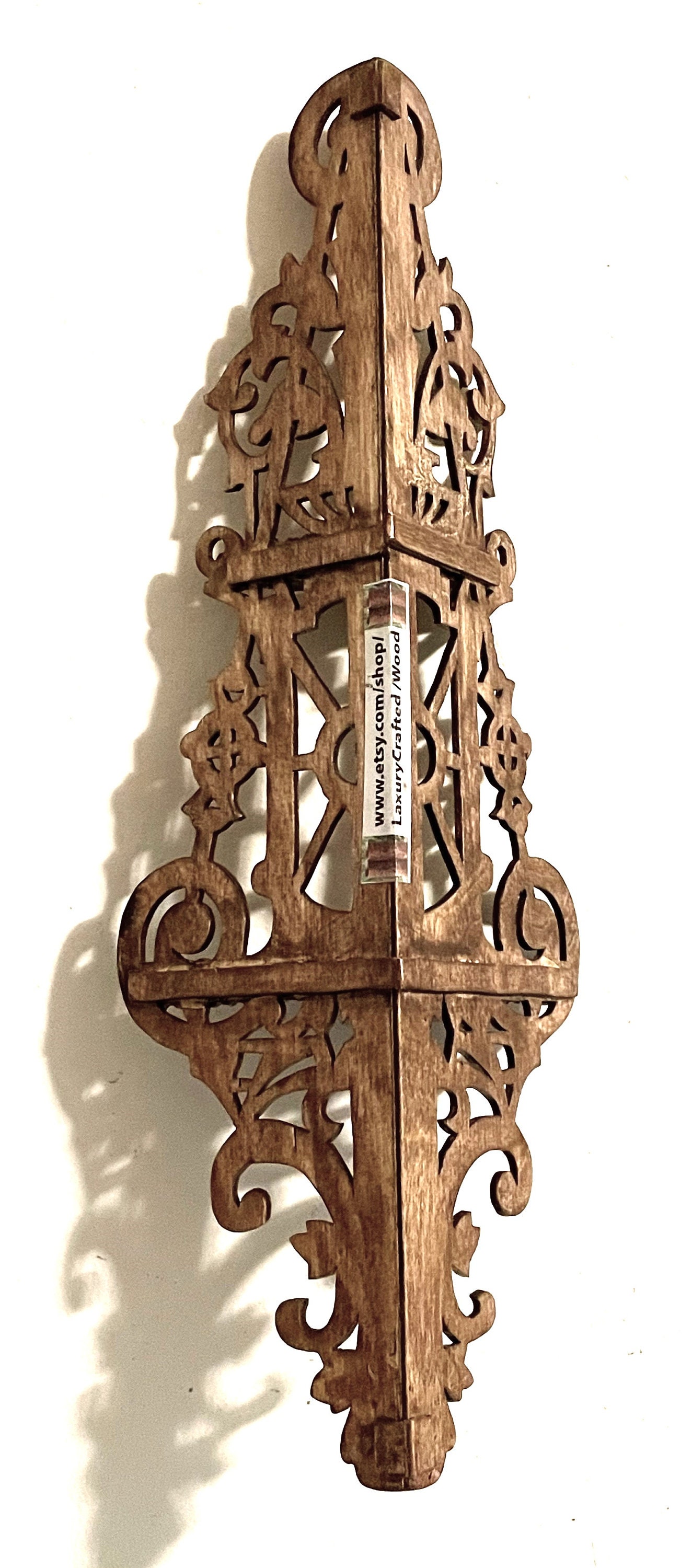 Handmade Wooden Corner BROWN Cherry Shelf GOTHIC Style Lace Shelf Home ...