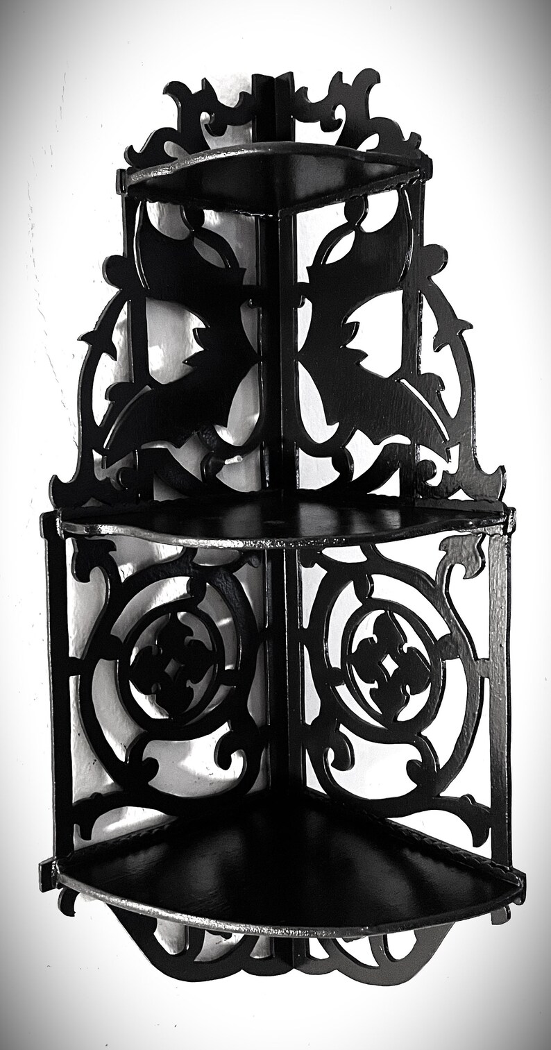 Handmade Wooden Corner Shelf "tower With Bats" Home and Office ...