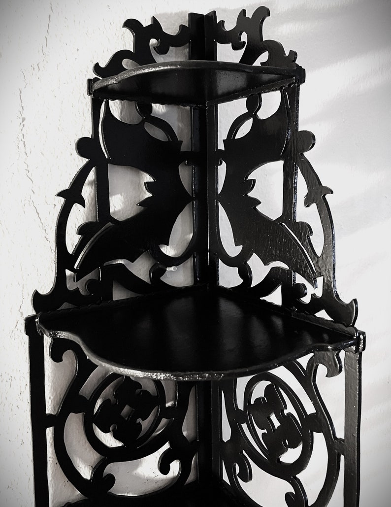 Handmade Wooden Corner Shelf "tower With Bats" Home and Office ...