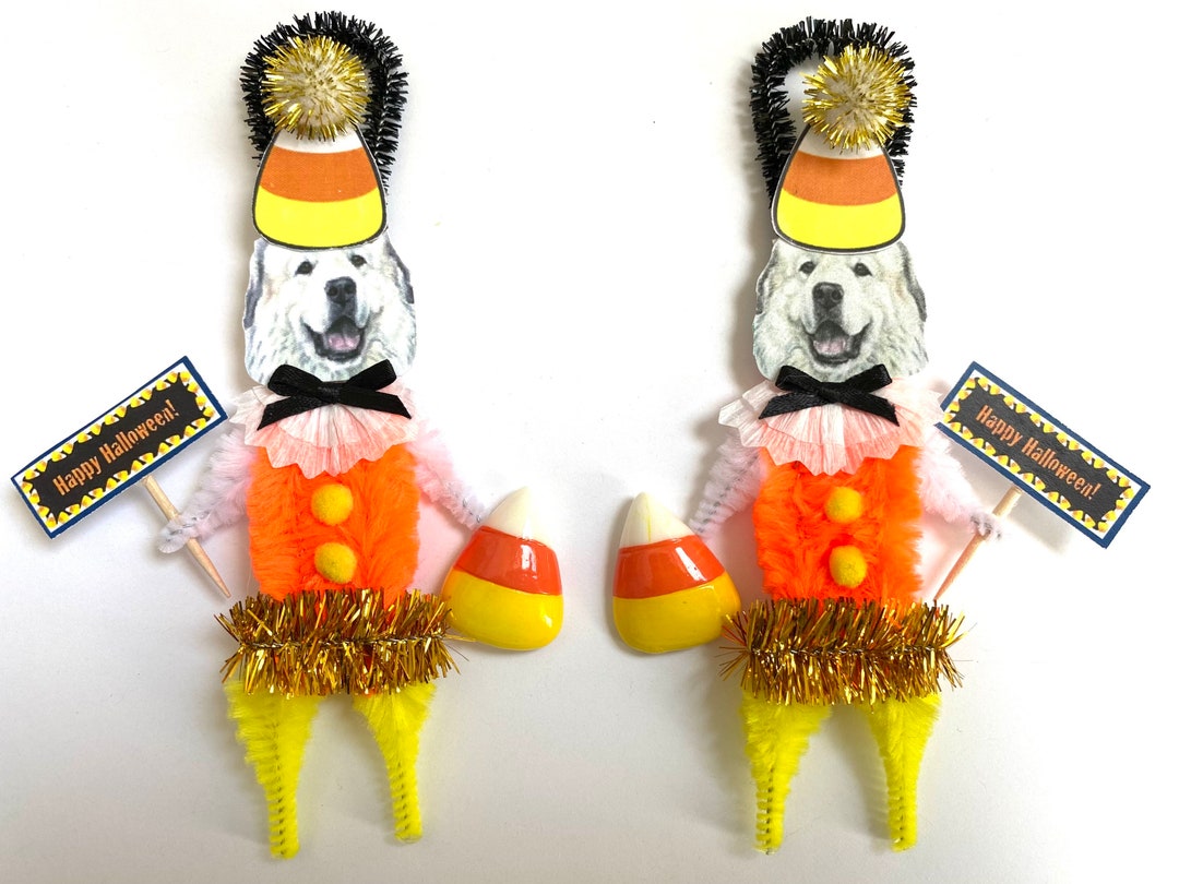 Great Pyrenees Dog HALLOWEEN Ornaments | Retro DOG Candy Corn Ornaments ...