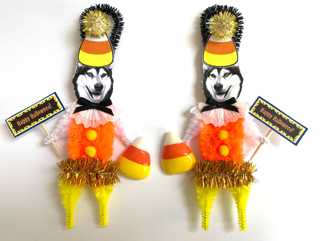 Siberian Husky Dog HALLOWEEN Ornaments | Retro DOG Candy Corn Ornaments ...