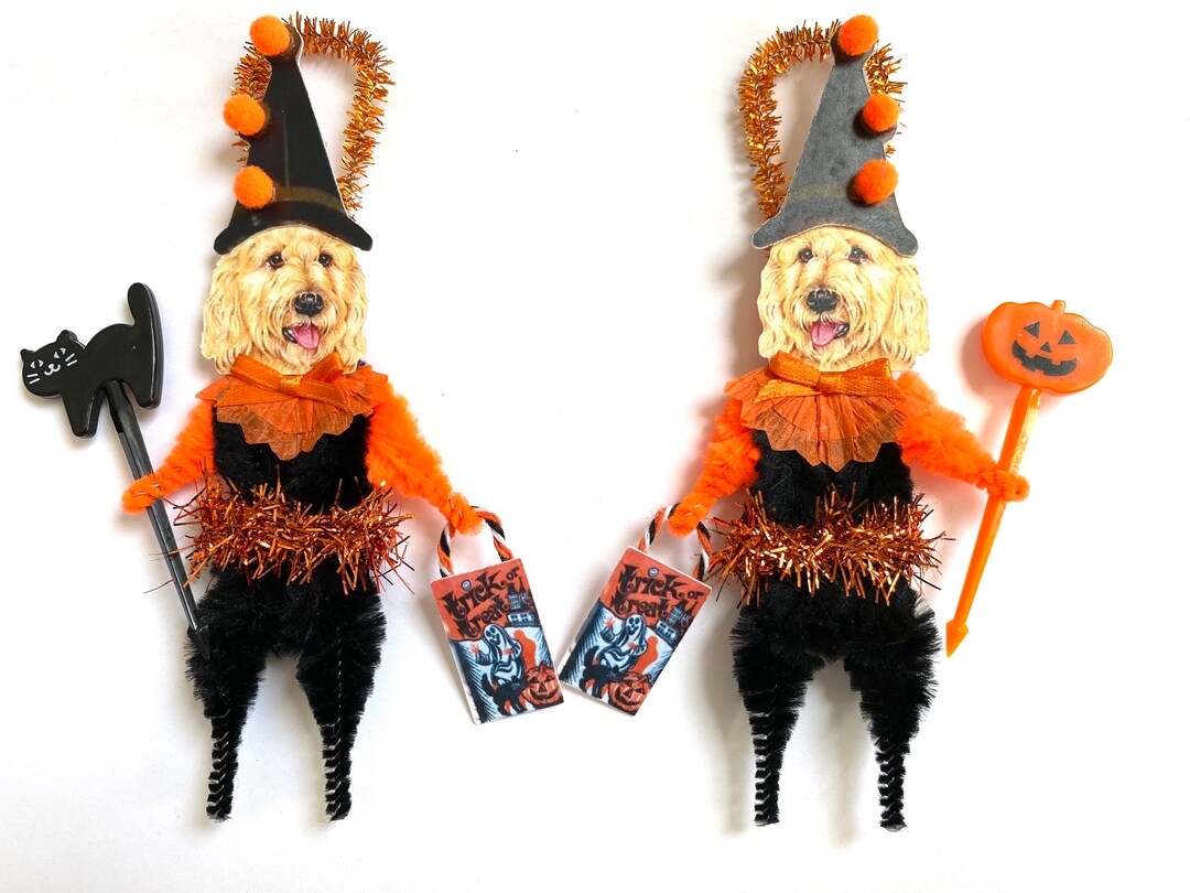 Labradoodle Dog HALLOWEEN Ornaments | Retro DOG Trick or Treat ...