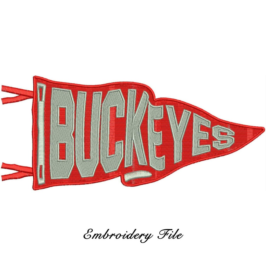 Buckeyes Ohio Pennant Flag .dst .emb Machine Embroidery File 10" Width ...