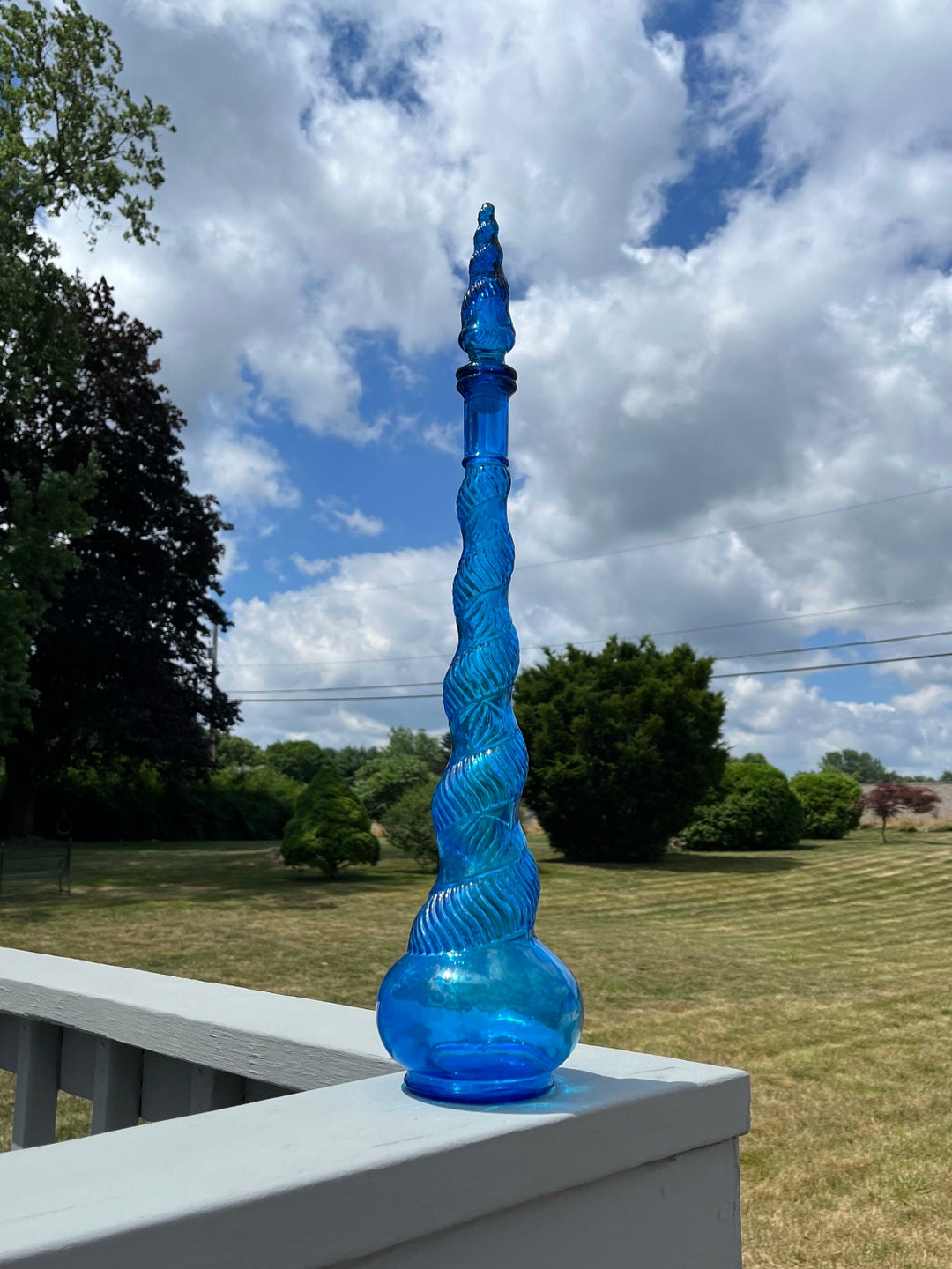 Vintage Genie Bottle Decanter BLUE Snake Design Wizard Bottle - Etsy