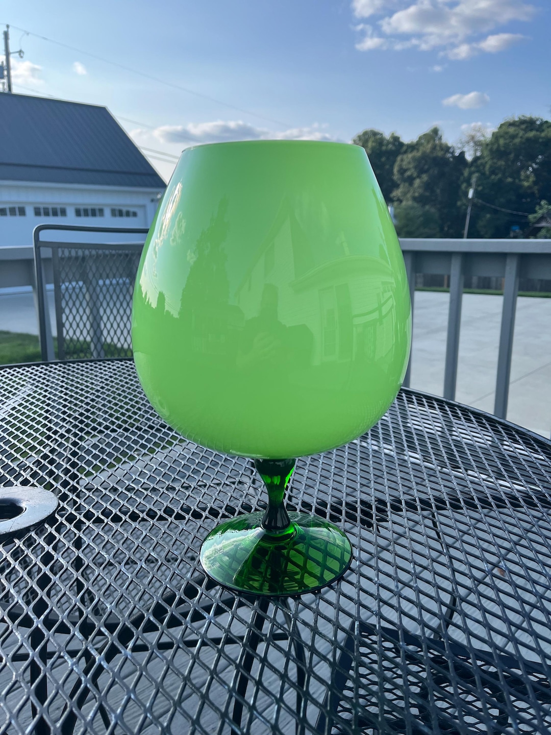 Vintage Lime Green Brandy Snifter With Dark Green Pedestal Unknown ...