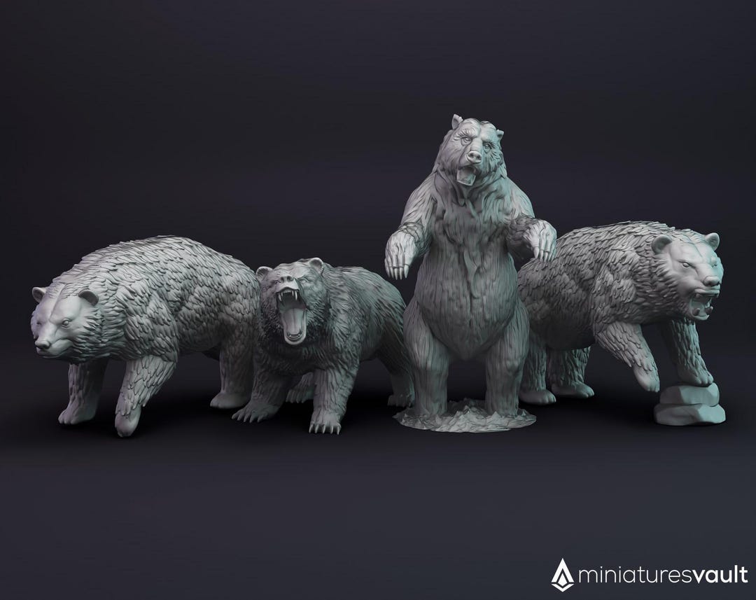Bears Pack Vol. 2 / Kodiak / Black / Grizzly - Miniatures for Dungeons ...
