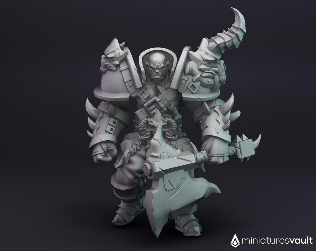 Ork Champion / Fighter Miniature for Dungeons & Dragons 5E, Tabletop ...