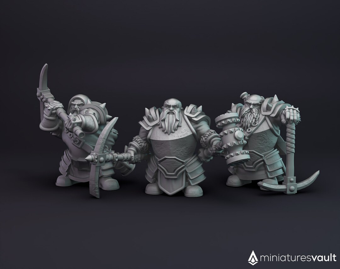 Dwarf Mercenaries / Dwarven Miners - Miniatures for Dungeons & Dragons ...