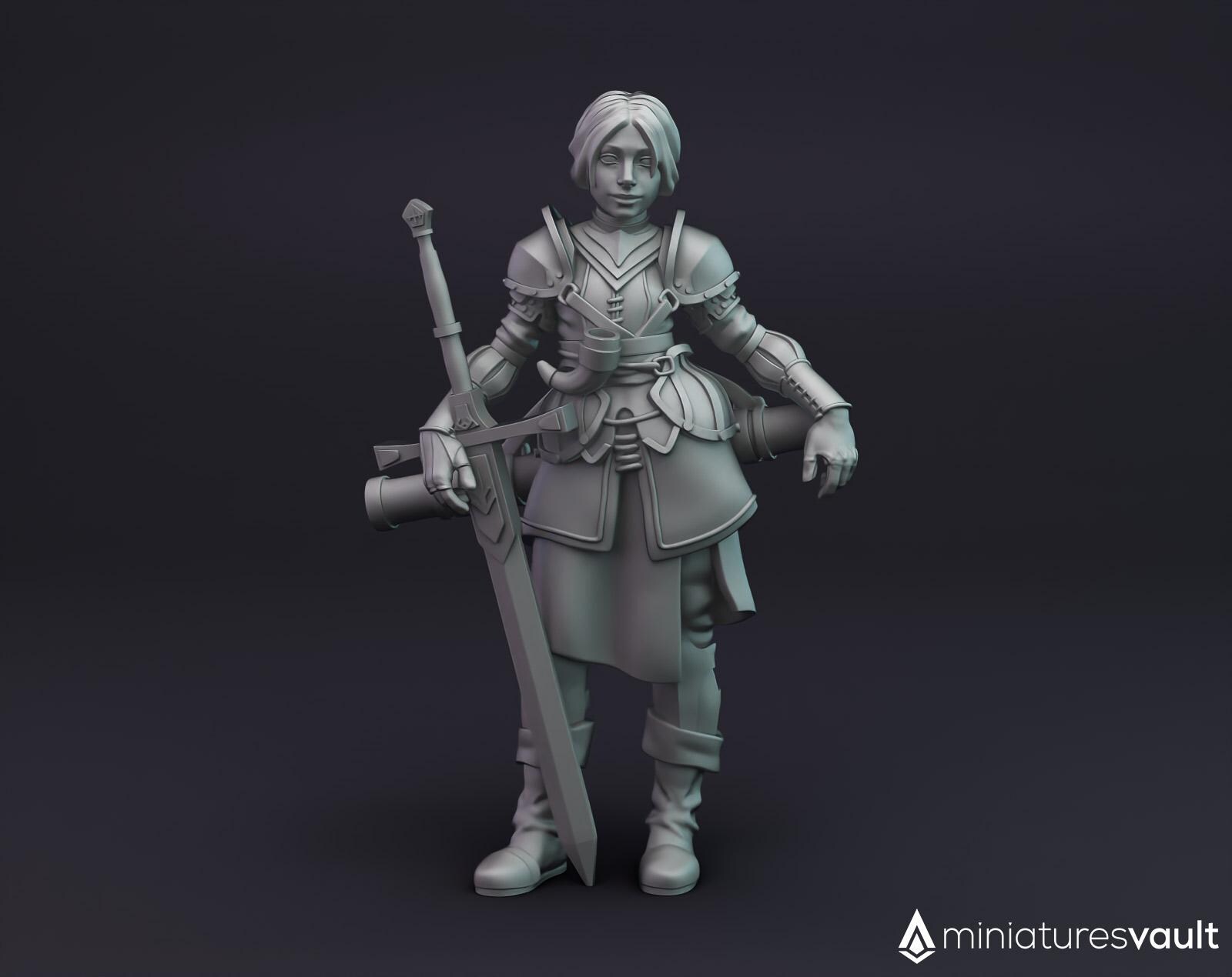 Female Soldier / Warrior / Fighter / Knight - Miniature for Dungeons ...
