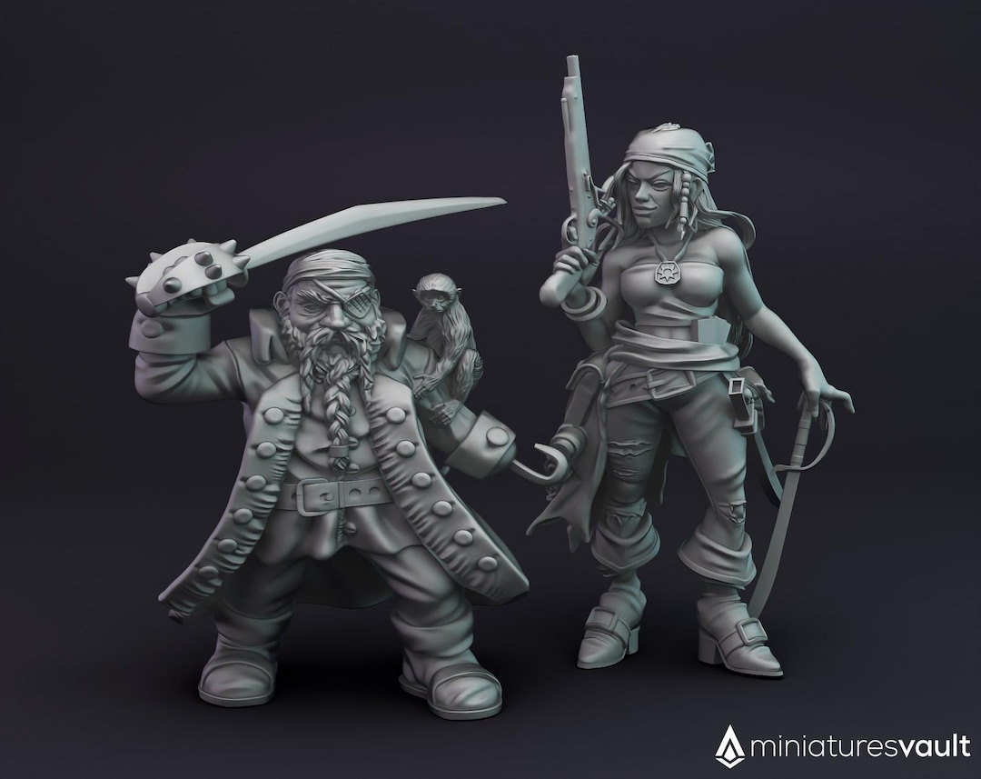 Dwarven Captain and First Mate / Sailors / Pirates Miniatures for ...