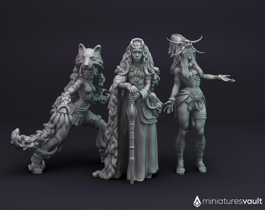 Female Shamans / Druids - Miniatures for Dungeons & Dragons 5E, Tabletop RPG, Wargames - Etsy