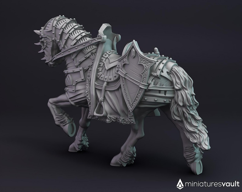 Warhorse / Armored Horse / Knight Mount - Miniature for Dungeons ...